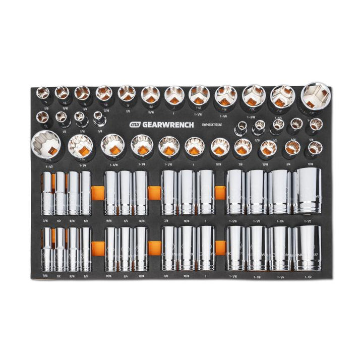 GEARWRENCH - 60 PIECE 1/2” DRIVE MASTER SAE SOCKET SET IN FOAM STORAGE ...